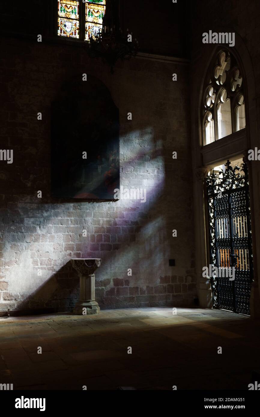 sacred, holy altar in cathedral with colorful light Stock Photo - Alamy