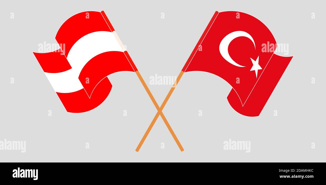 Crossed and waving flags of Turkey and Austria. Vector illustration ...