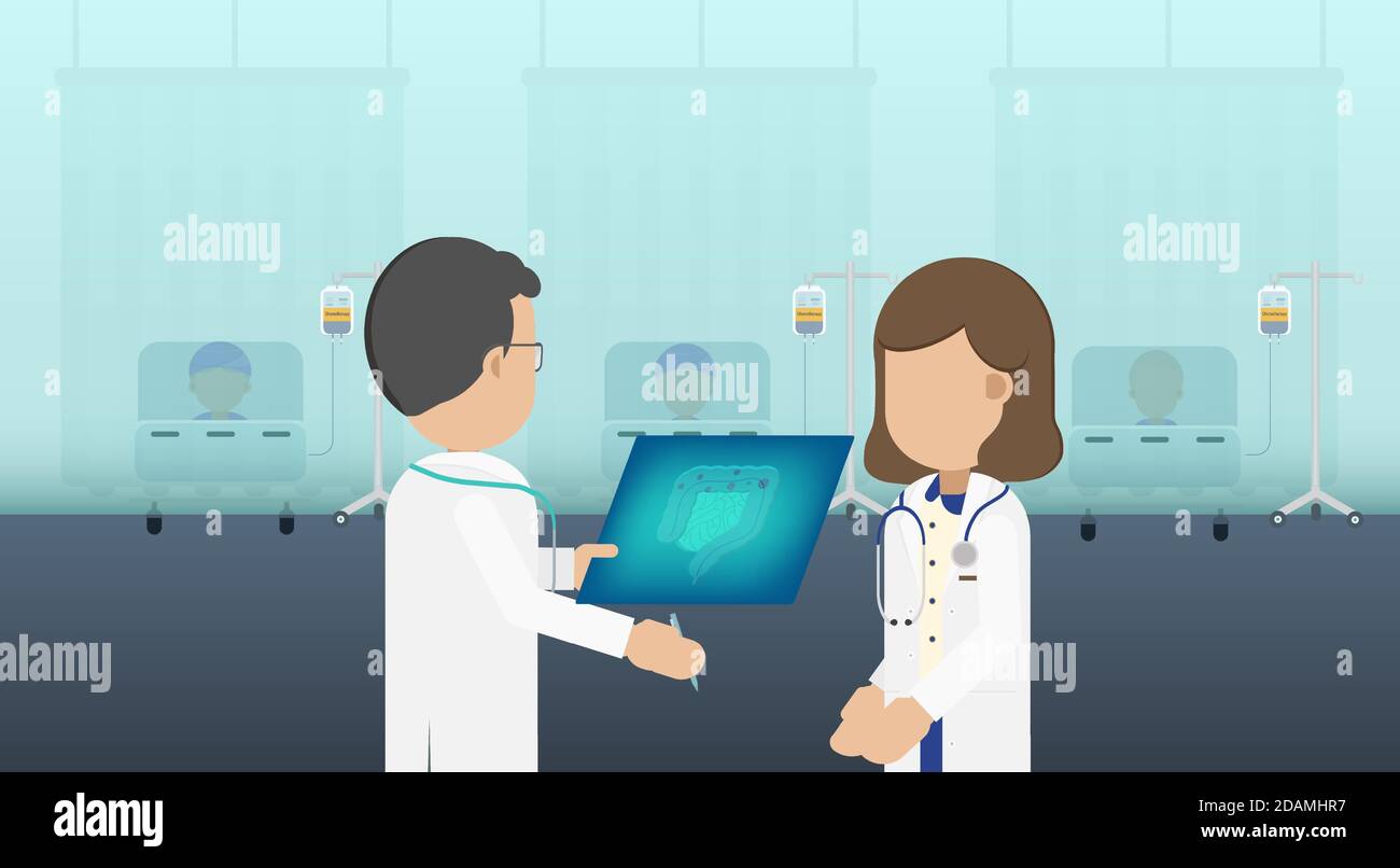 Chemotherapy room with group of patients flat design vector ...