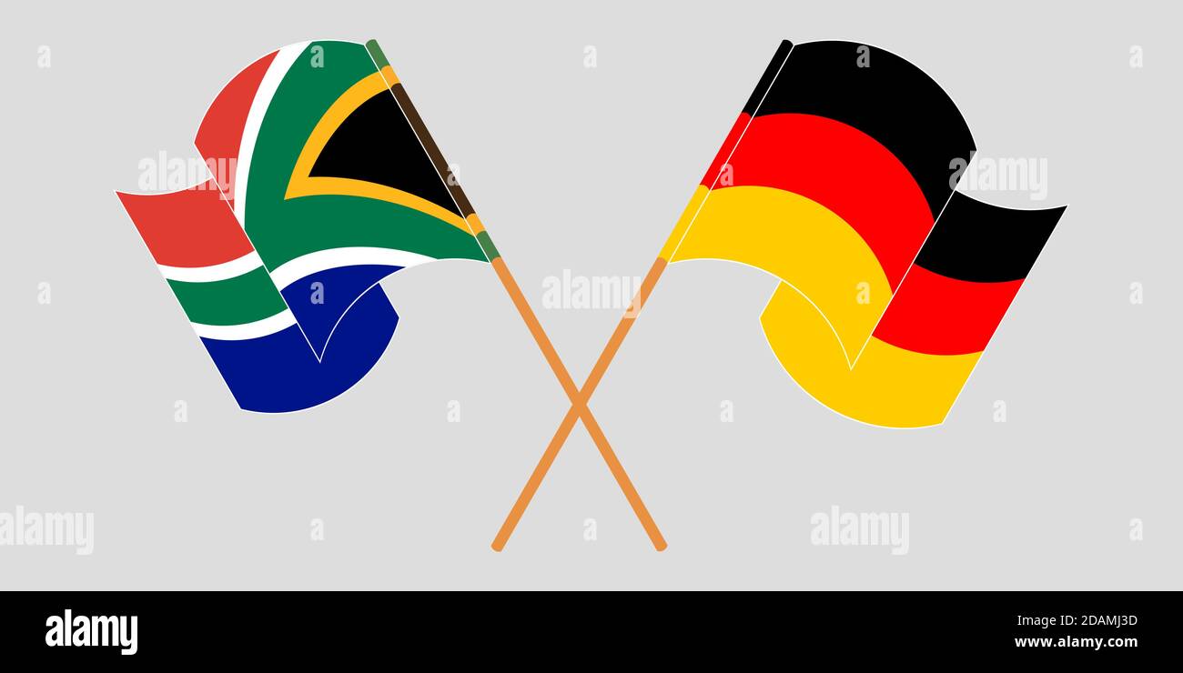 Crossed and waving flags of South Africa and Germany. Vector ...