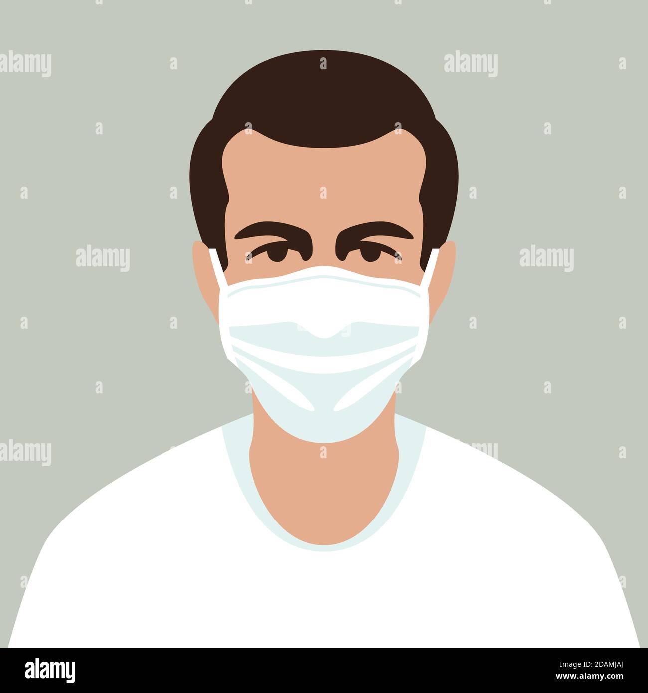 man in protective mask, vector illustration, flat style , front side ...