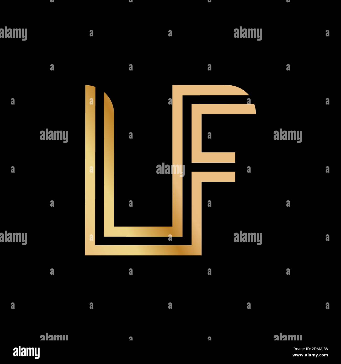 Uppercase letters L and F. Flat bound design in a Golden hue for a logo ...