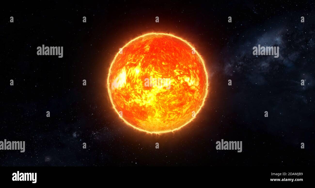 3d rendered Volcanoes of the sun surface. waving lava upon the sun ...