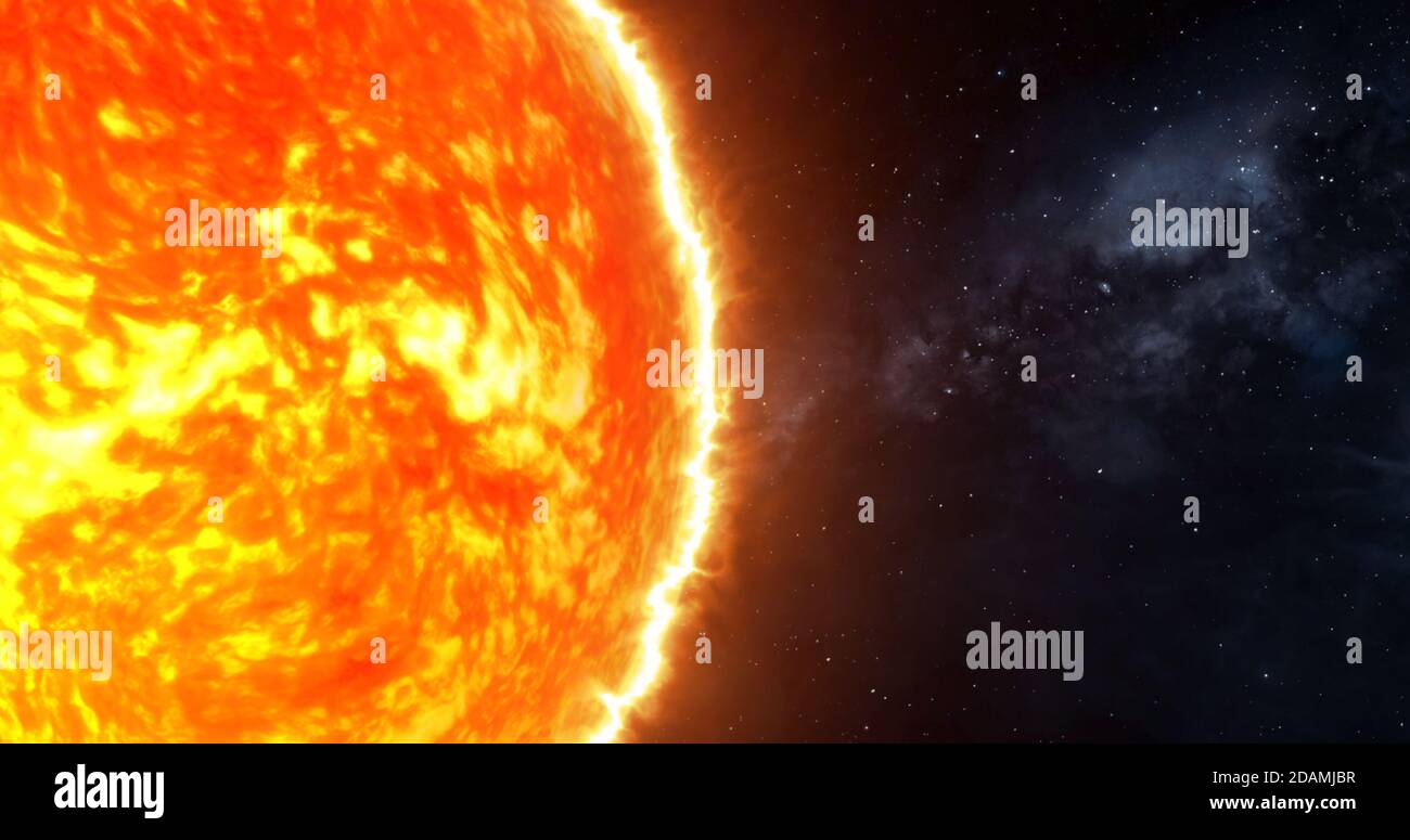 3d rendered Volcanoes of the sun surface. waving lava upon the sun ...