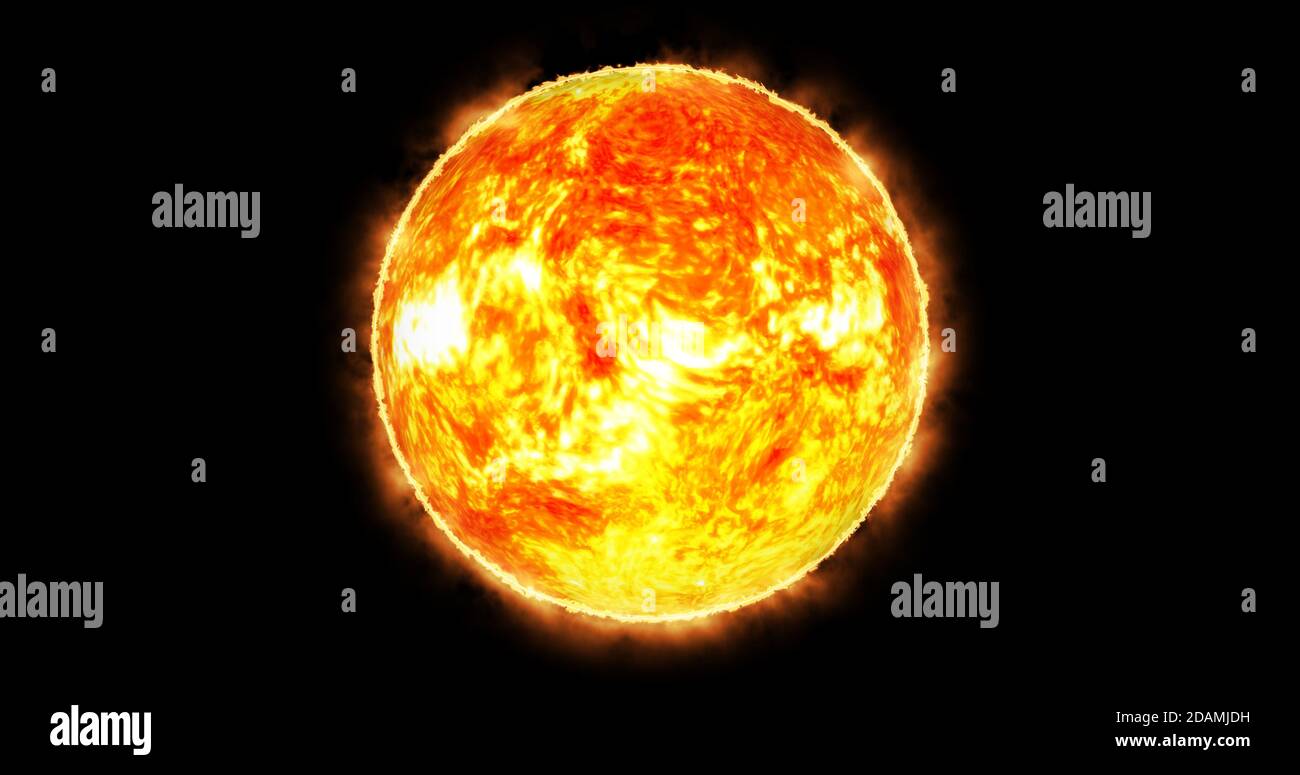 3d rendered Volcanoes of the sun surface. waving lava upon the sun ...