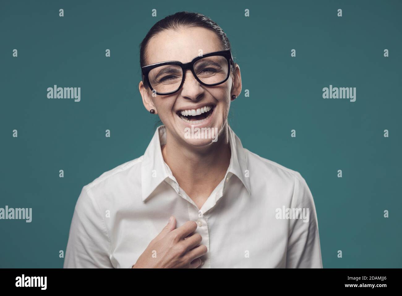 Woman laughing out loud hi-res stock photography and images - Alamy