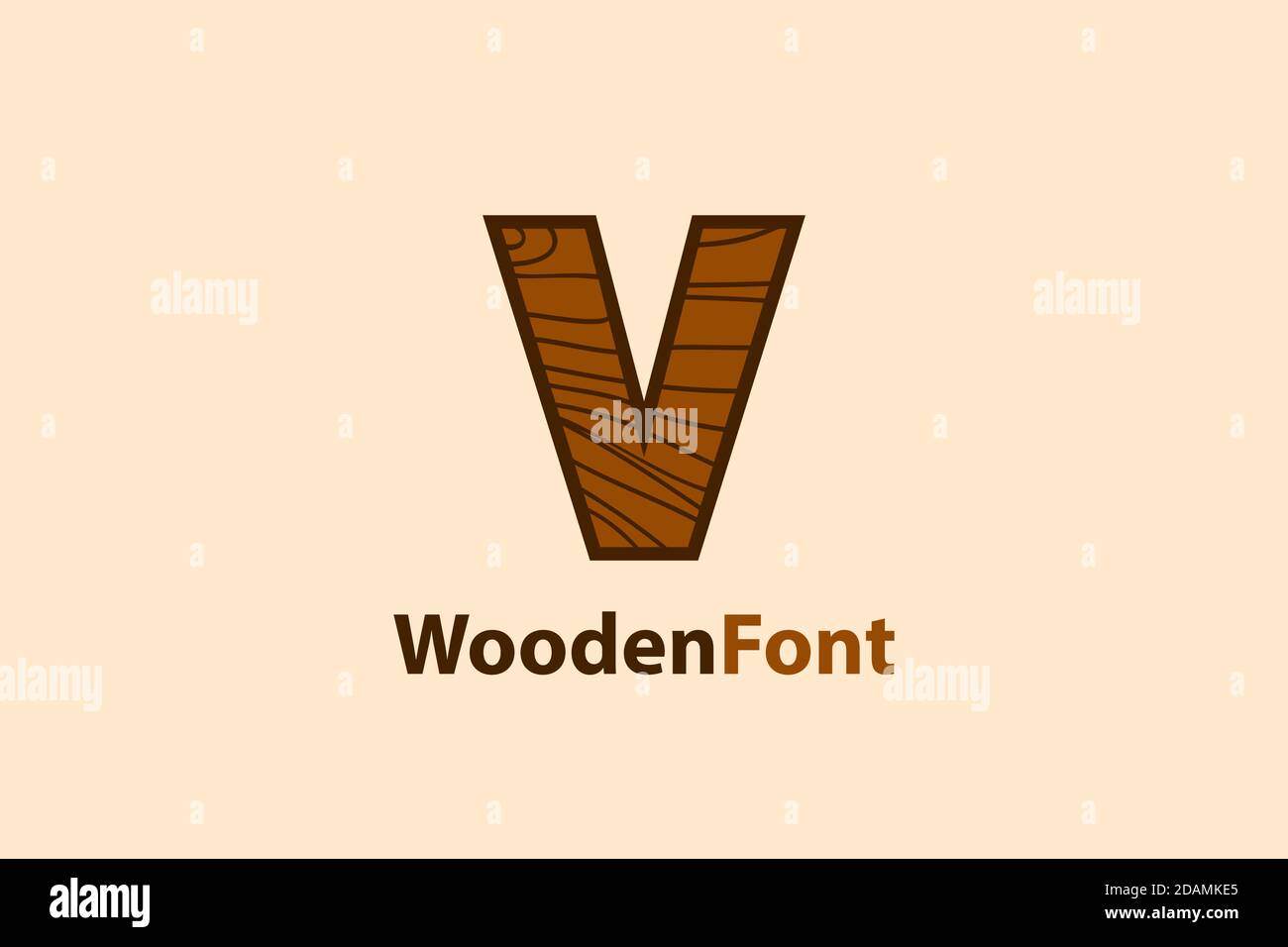 Abstract letter V logo with wood grain texture design concept. modern ...