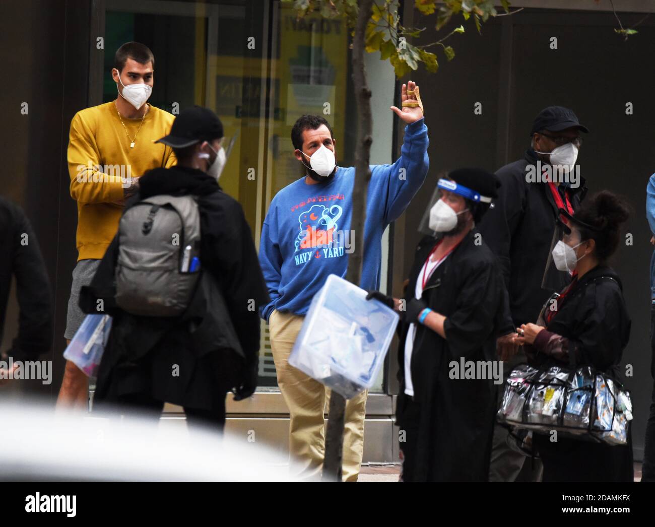 Adam Sandler is seen filming new Netflix movie 'Hustle' on the streets ...