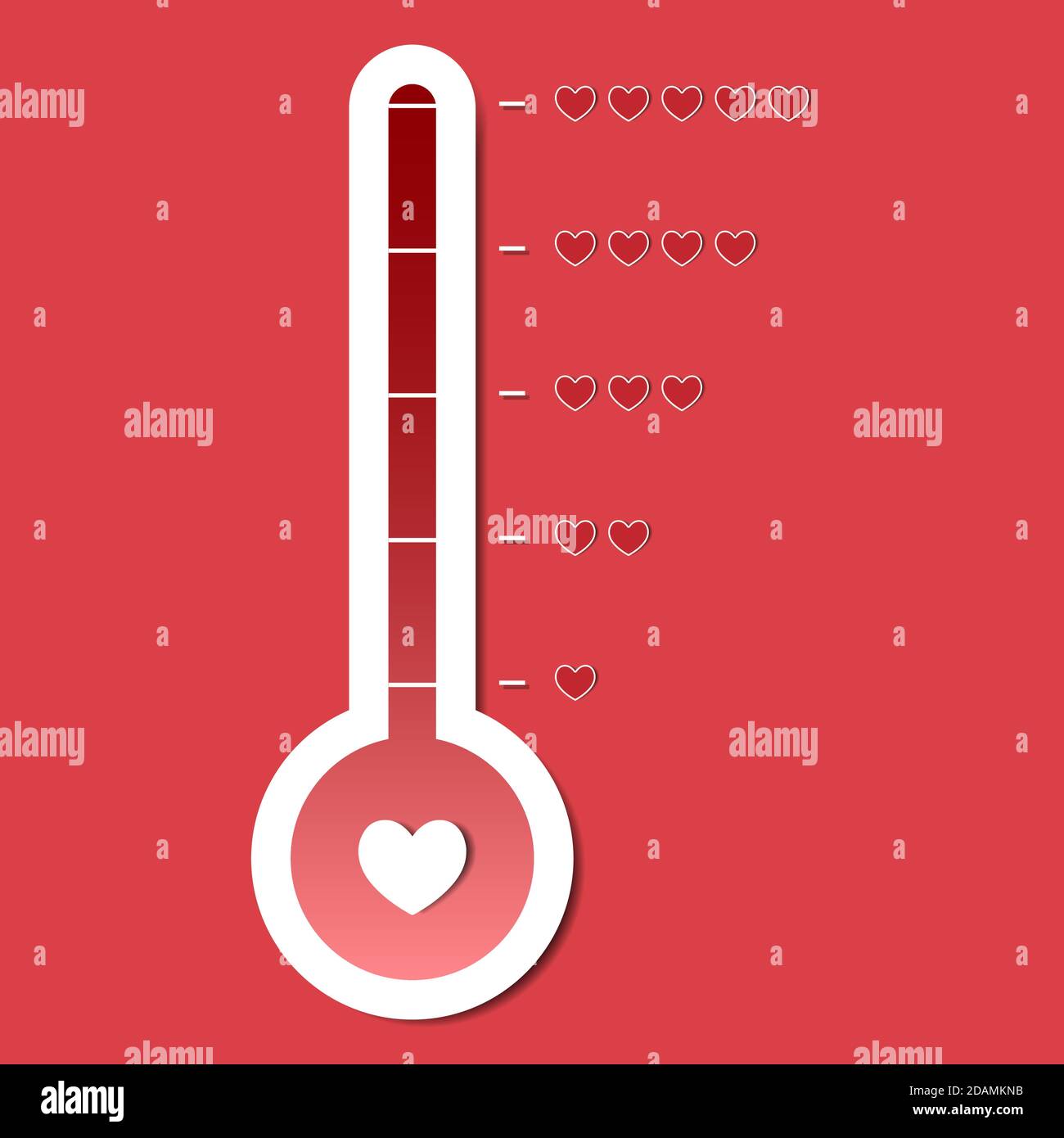 Love thermometer. Valentines Day card element in simple flat style ...
