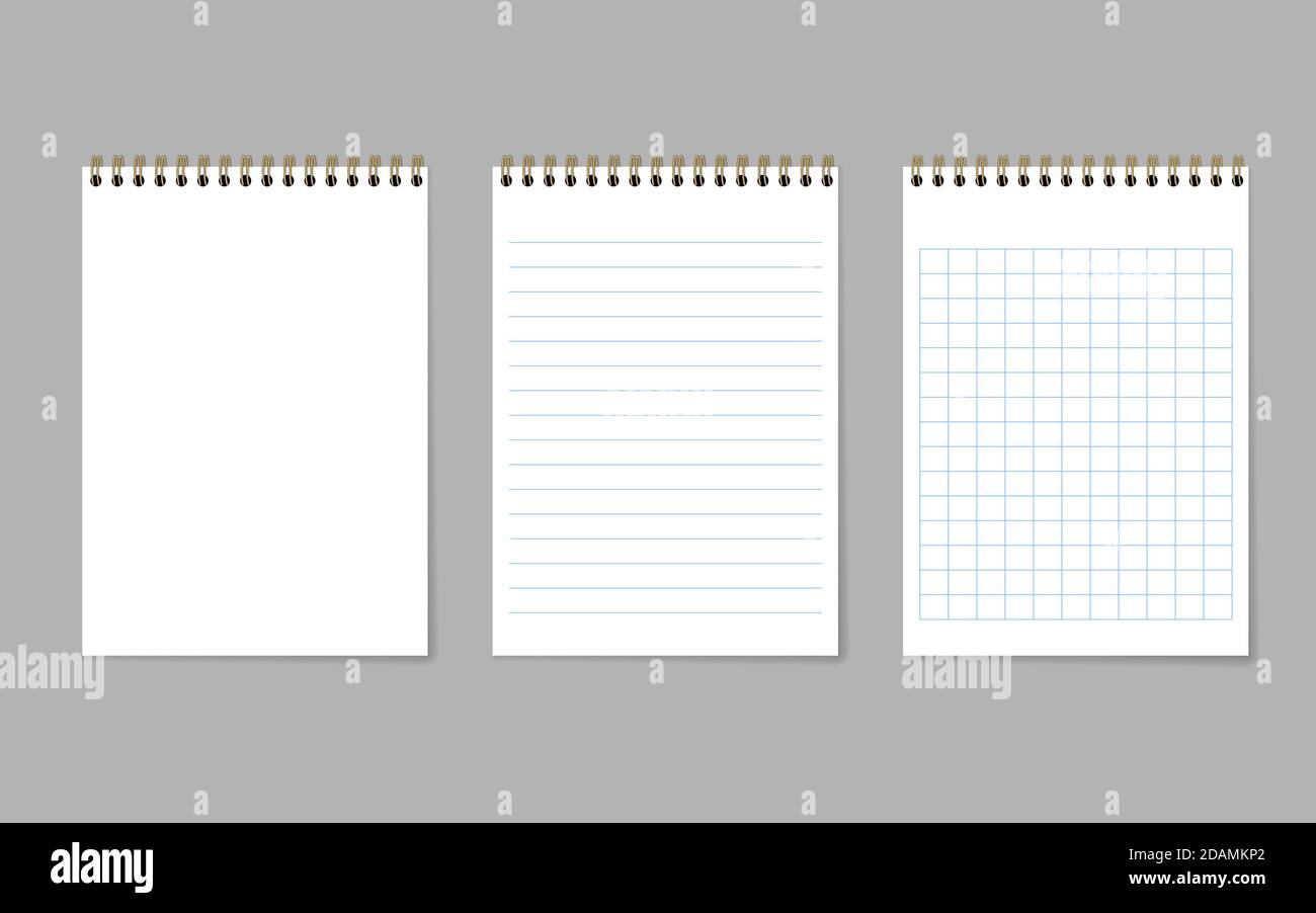Blank realistic notebook, organizer and diary with lined and squared ...