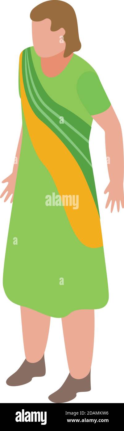 Indian woman traditional clothes icon. Isometric of indian woman ...
