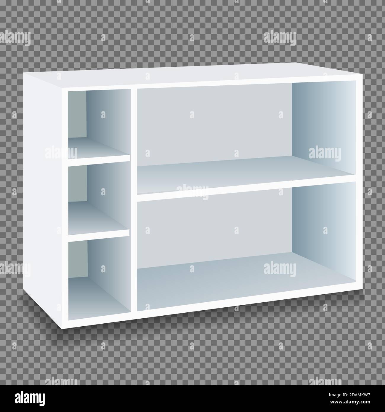 Cupboard with shelves in white on a transparent background. Isolated ...