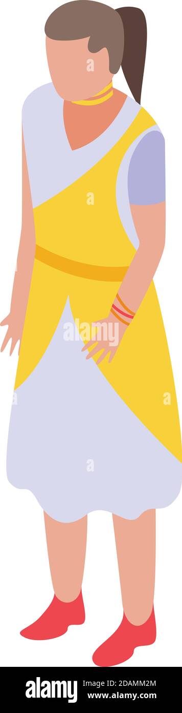 Indian young girl icon. Isometric of indian young girl vector icon for ...
