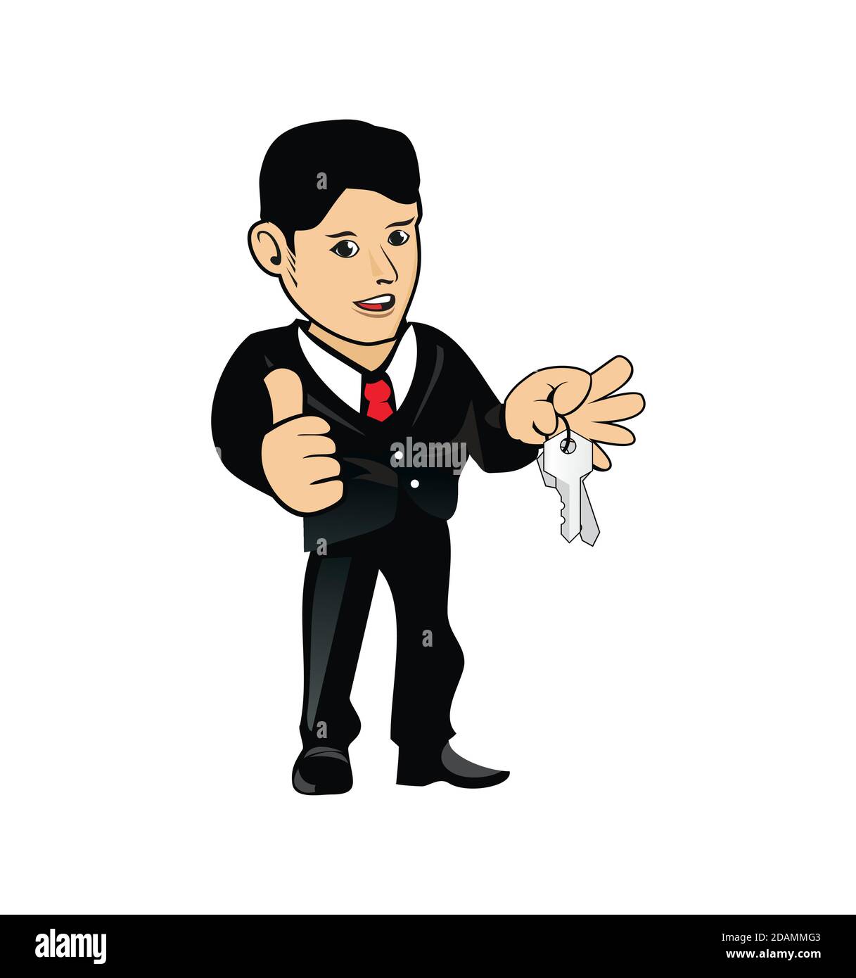 Cartoon marketing officer guy character holding keys illustration ...