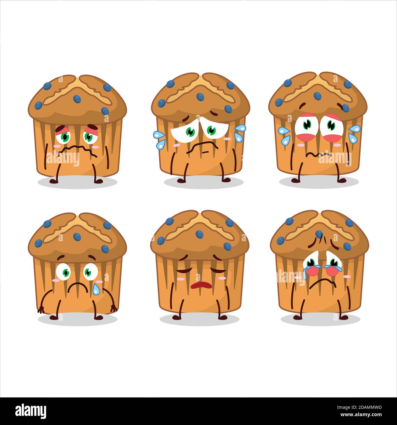 Blueberry muffin cartoon character with sad expression Stock Vector ...