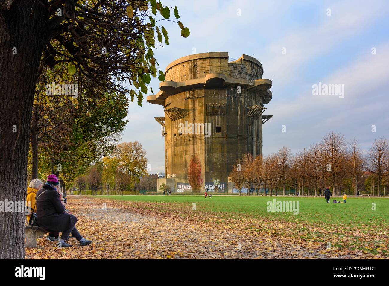 Wien, Vienna: park Augarten, Flak tower G-Tower, 02. Leopoldstadt, Wien ...