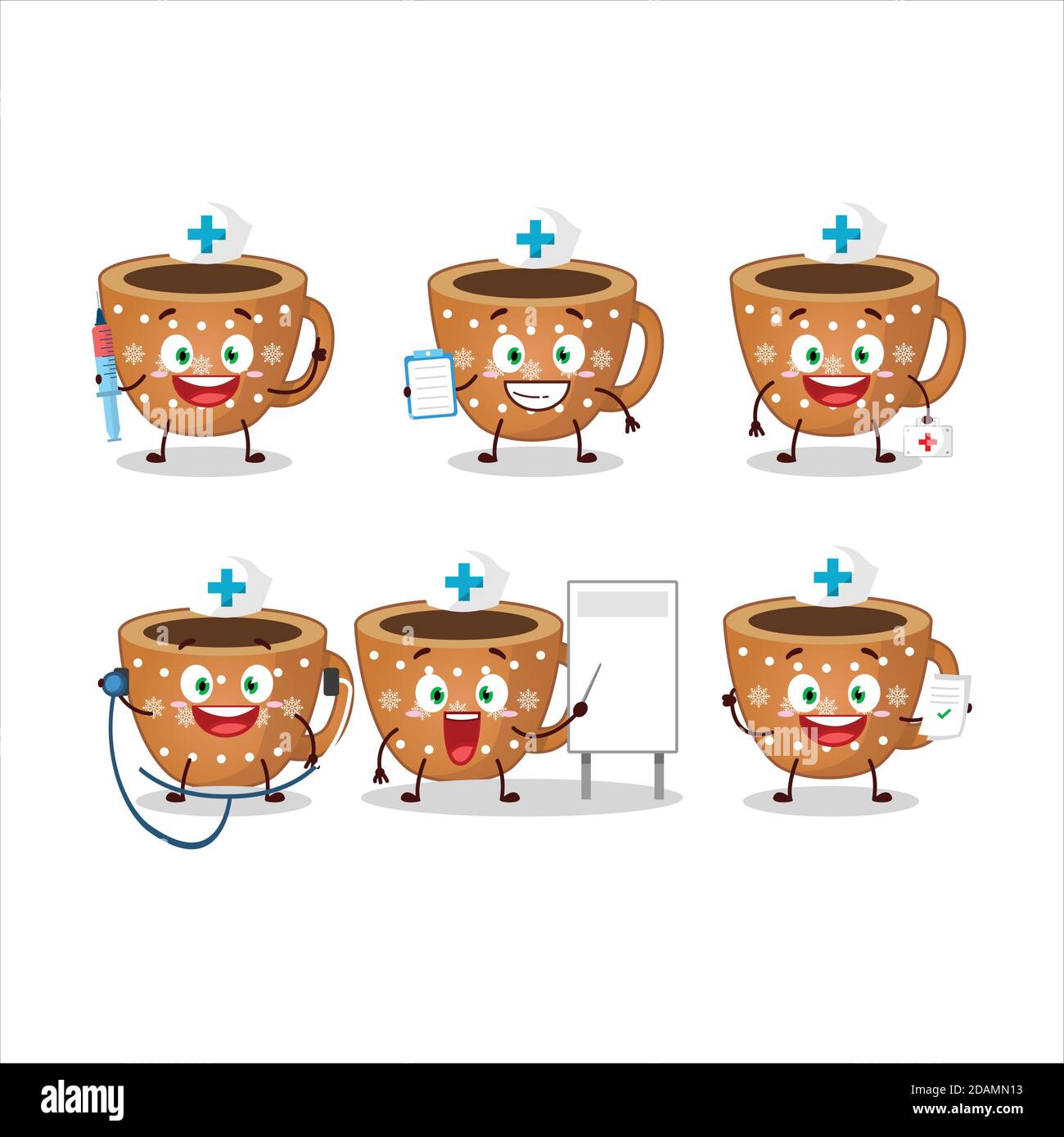 Doctor profession emoticon with coffee cookies cartoon character Stock ...