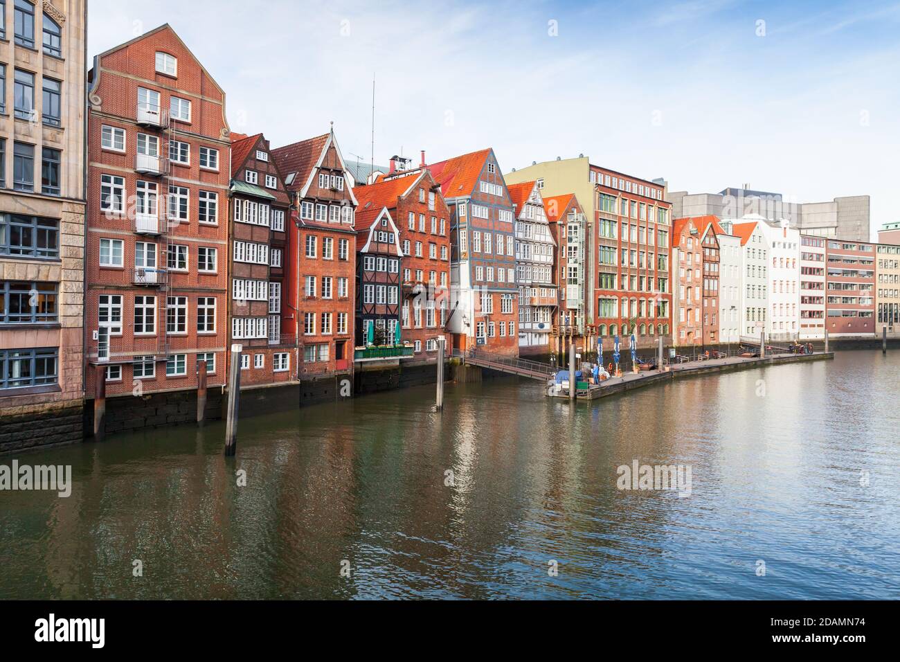 Old Hamburg town view with colorful facades of living houses of ...