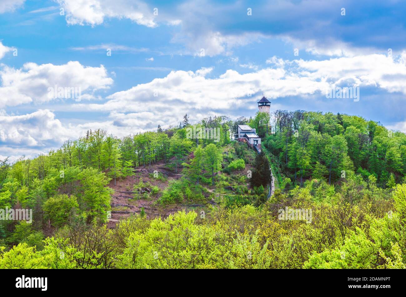 Diana Observation Tower Rozhledna Diana and funicular on hill above ...