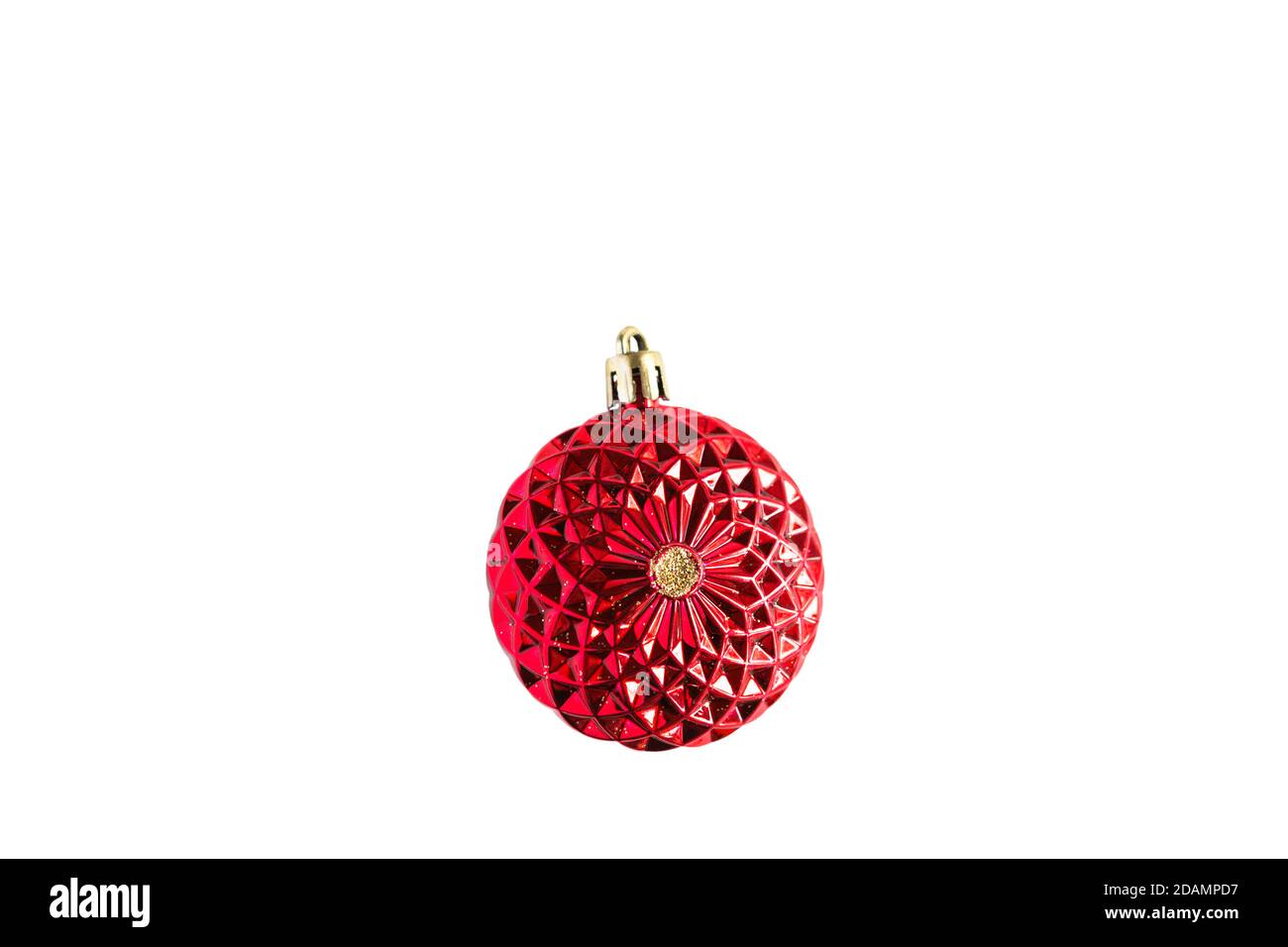 Christmas tree toy-round shape, flat suspension. Isolate on a white ...