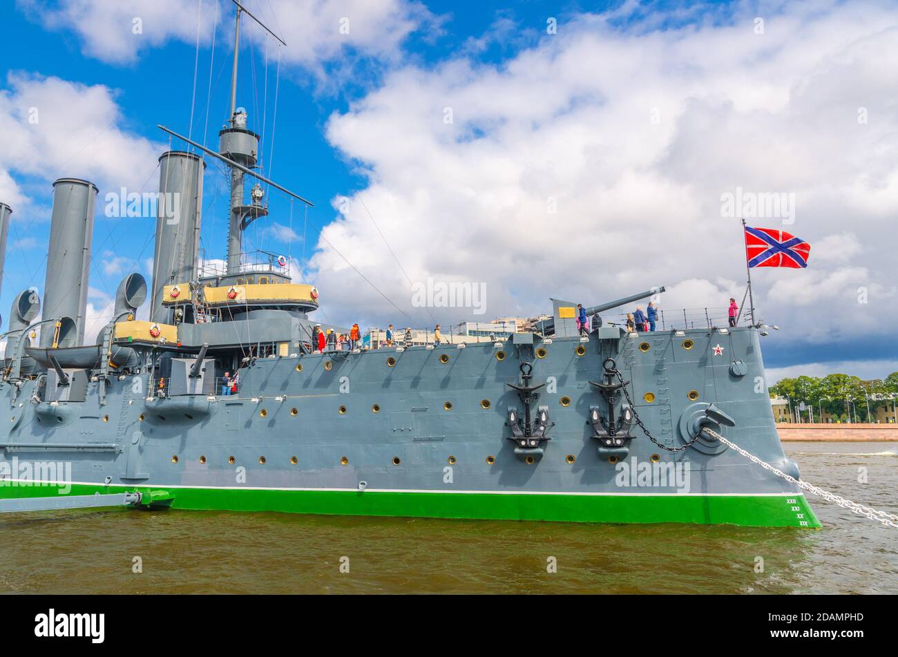 Saint Petersburg, Russia, August 3, 2019: Aurora protected cruiser ...
