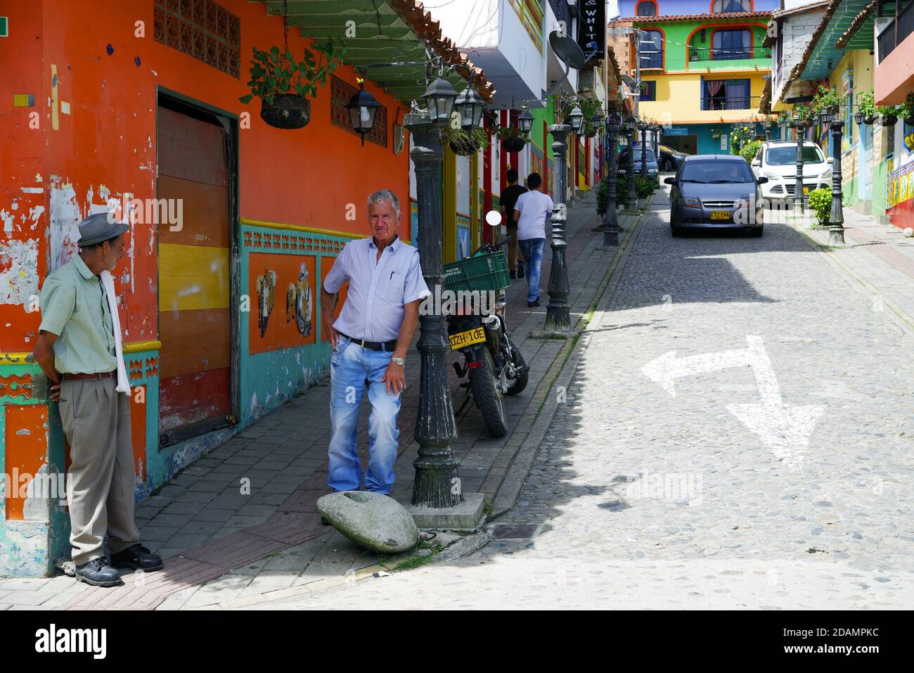 Colorful streets of Guatape city in Colombia, South America Stock Photo ...