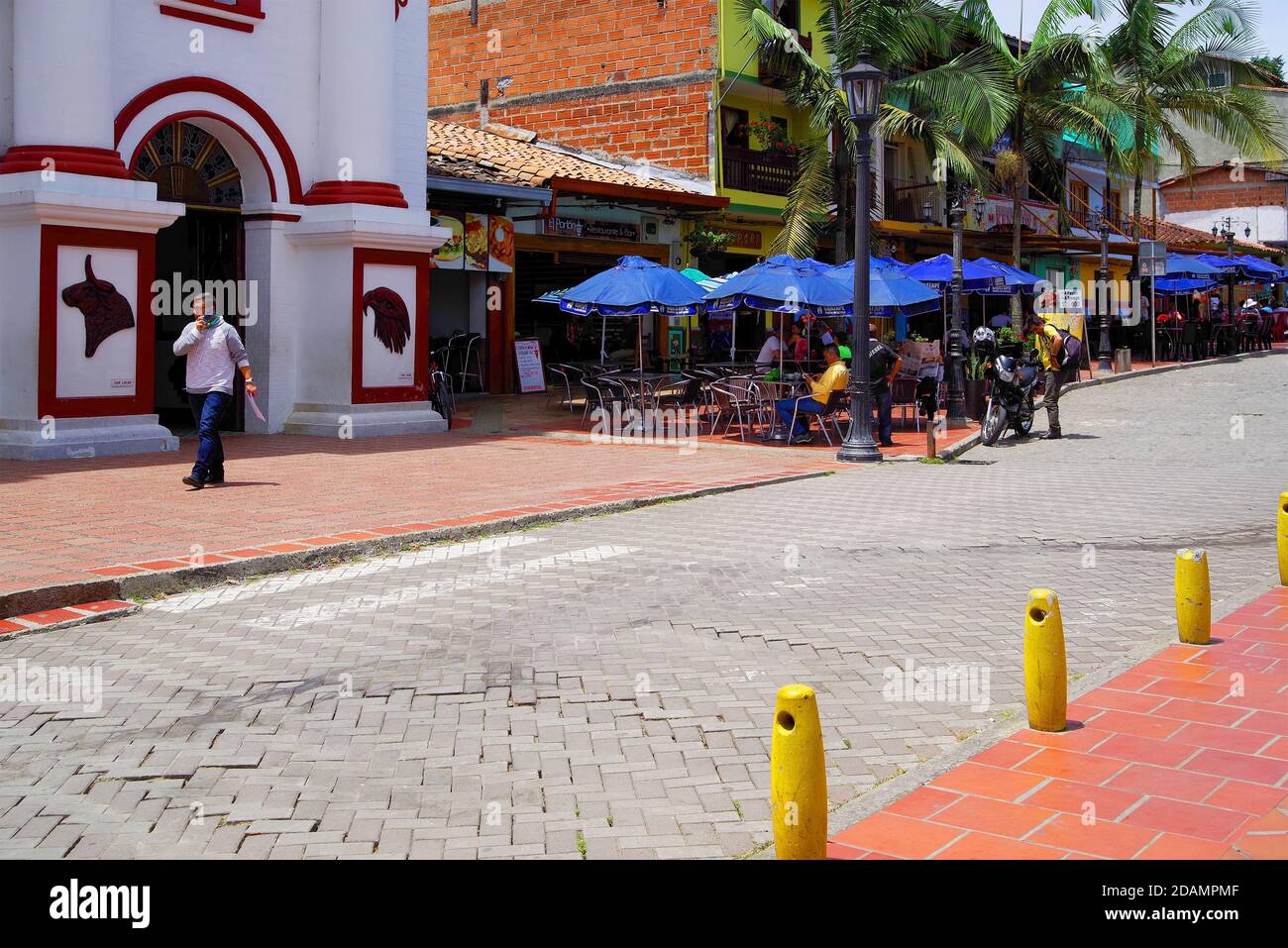 Colorful streets of Guatape city in Colombia, South America Stock Photo ...