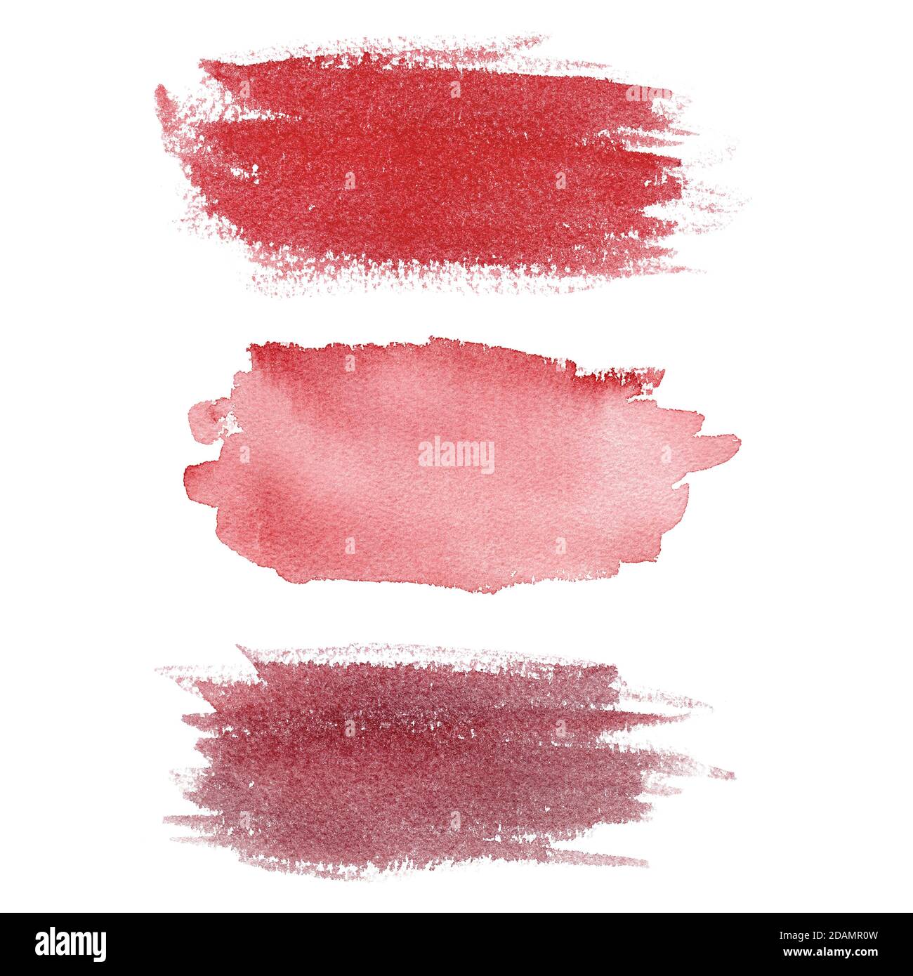 Watercolor brush stroke isolated on white background. Red texture ...