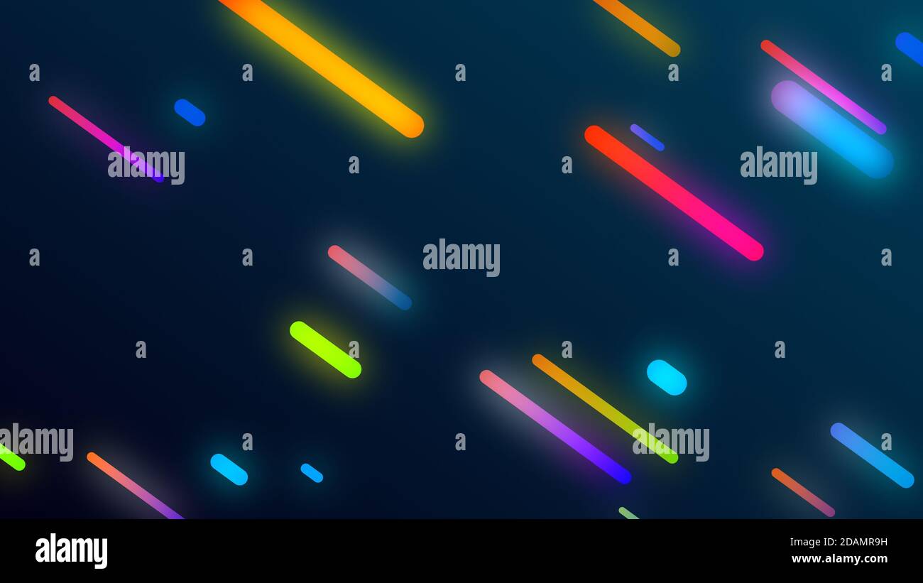 A trendy background of glowing neon stripes or lines on dark blue Stock ...