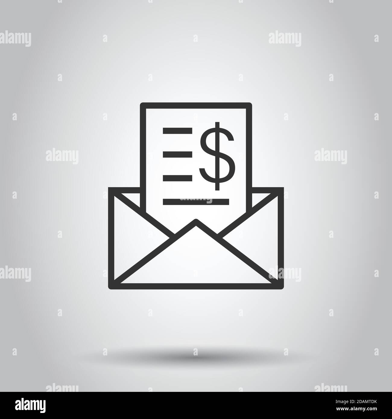 Envelope with money icon in flat style. E-mail cash vector illustration ...