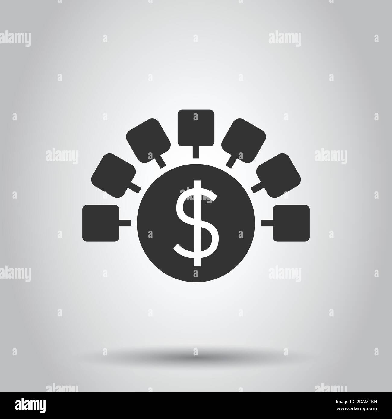 Money revenue icon in flat style. Dollar coin vector illustration on ...