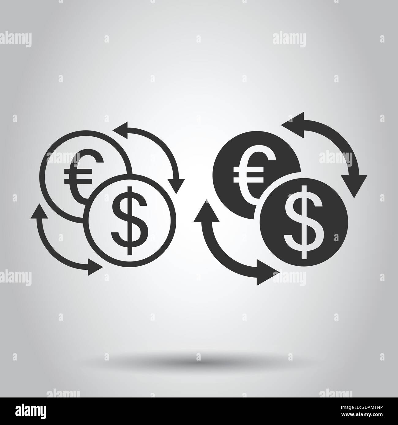 Currency exchange icon in flat style. Dollar euro transfer vector ...
