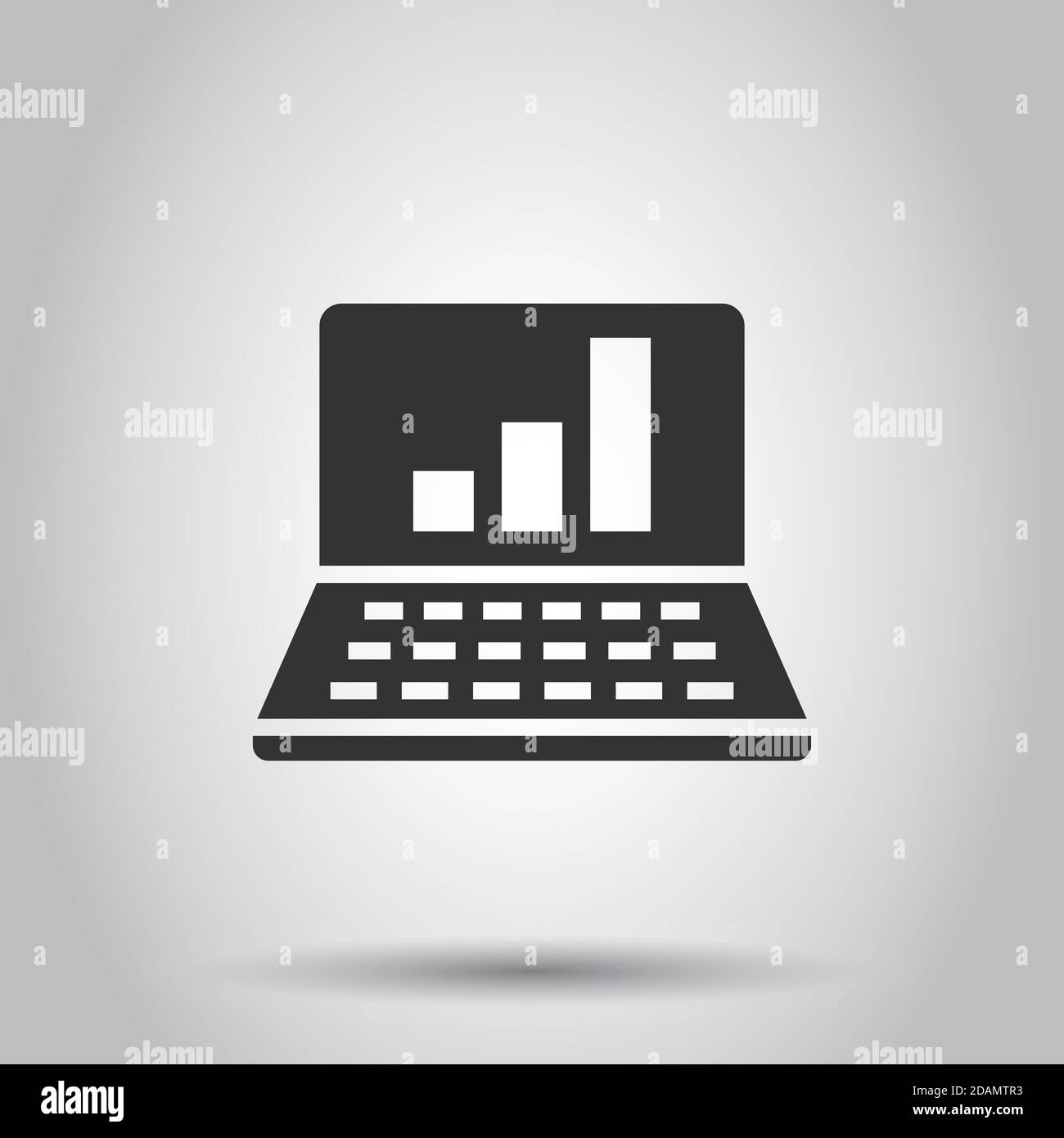 Laptop chart icon in flat style. SEO data vector illustration on white ...