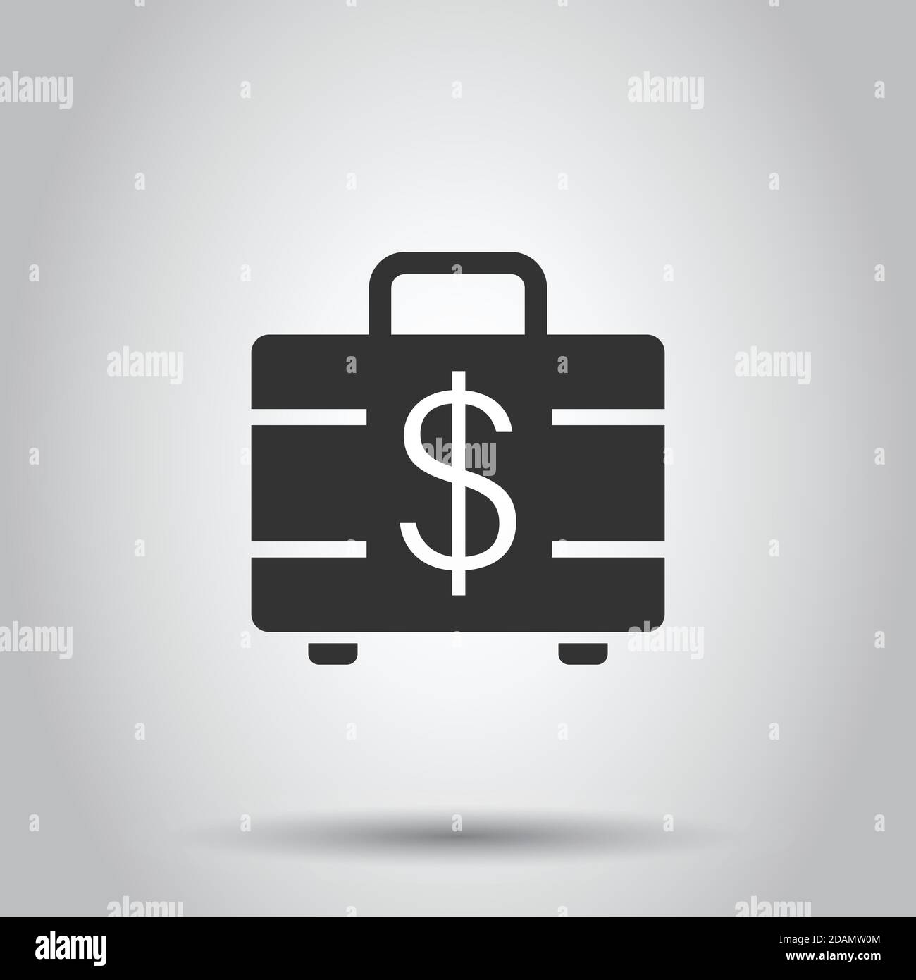 Money briefcase icon in flat style. Cash box vector illustration on ...