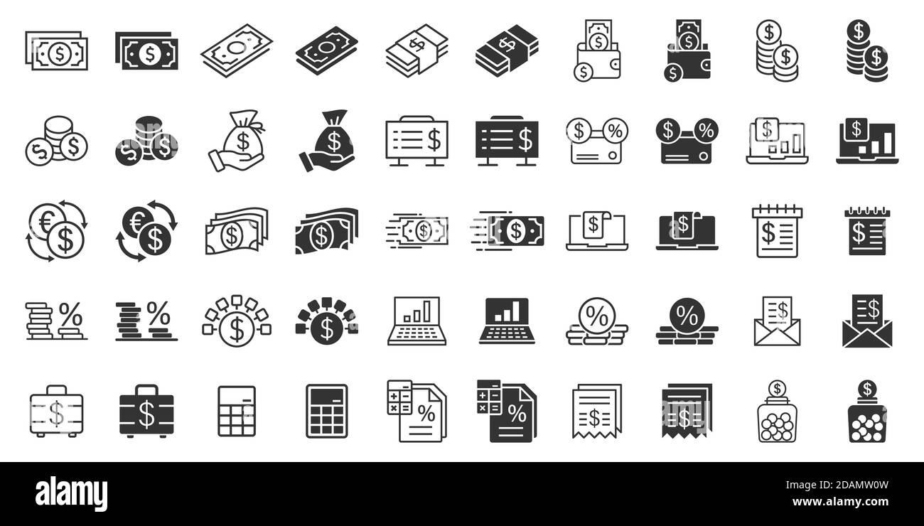 Money finance icon set in flat style. Payment vector illustration on ...