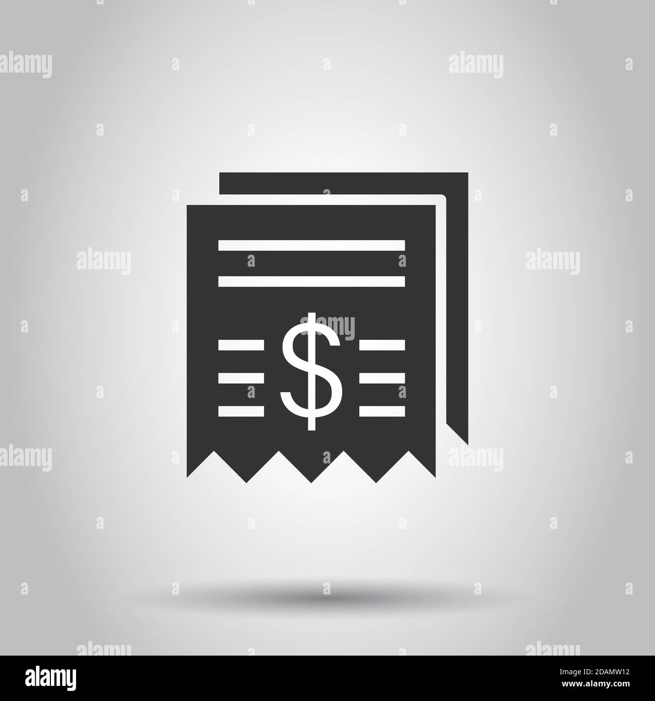 Money check icon in flat style. Checkbook vector illustration on white ...