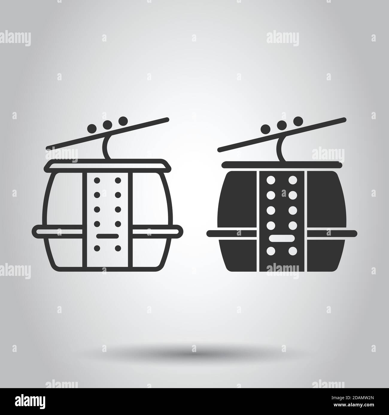 Cable car icon in flat style. Elevator cabin vector illustration on ...