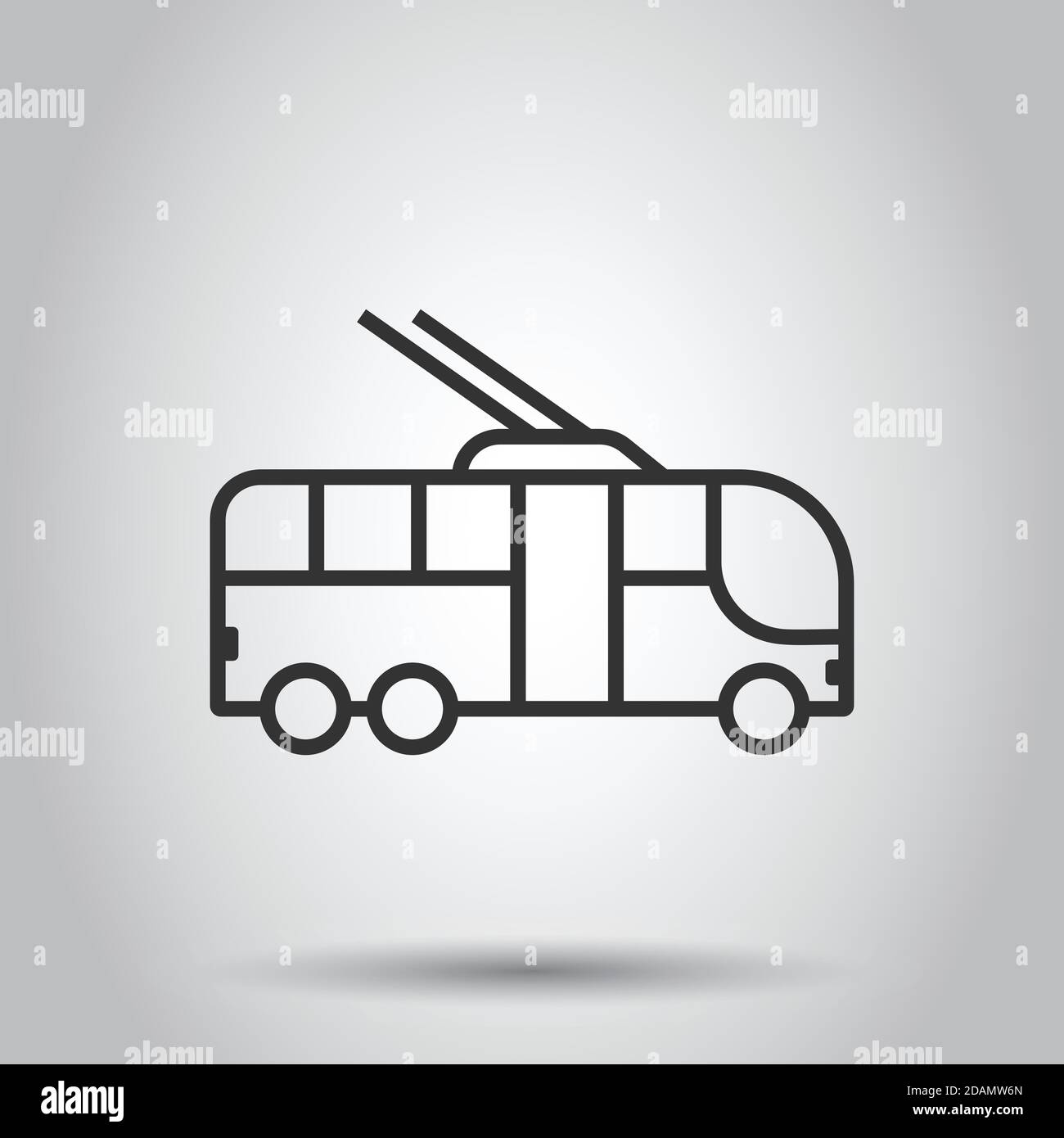 Trolleybus icon in flat style. Trolley bus vector illustration on white ... Trolleybus icon in flat style. Trolley bus vector illustration on white ...