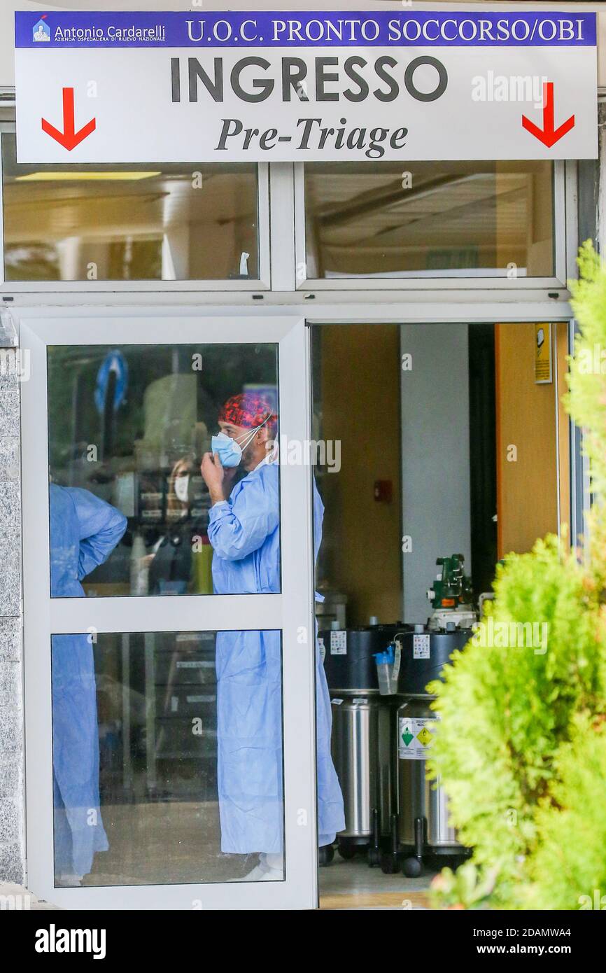 waiting for the doctors at the entrance to the hospital emergency room ...