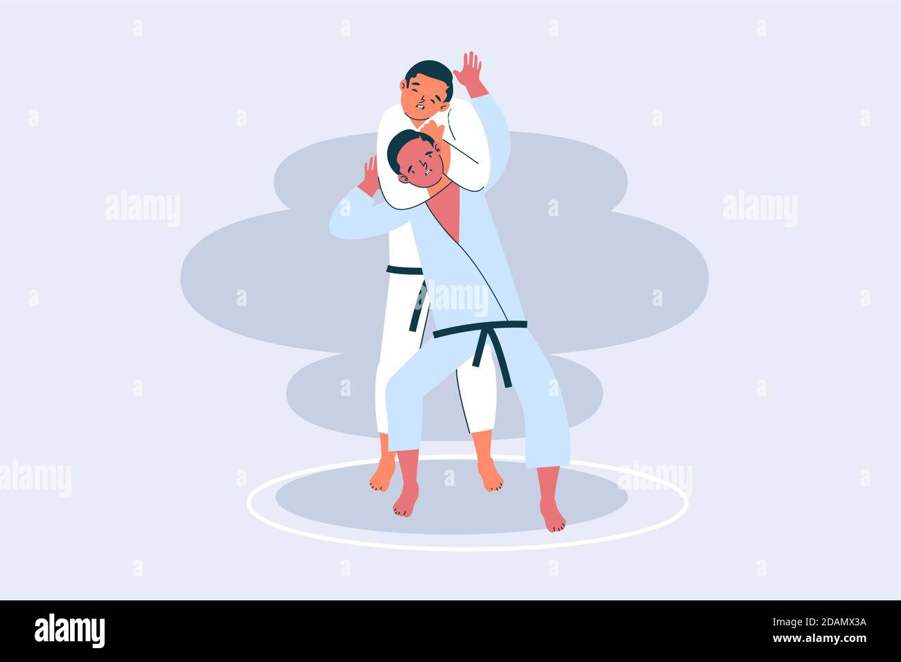 Jiu-jitsu athletes fighting illustration Vector Stock Vector Image ...