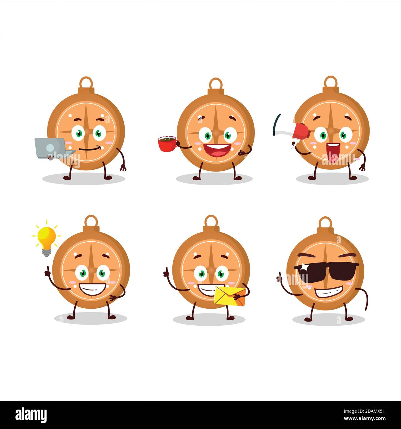 Compass cookies cartoon character with various types of business ...