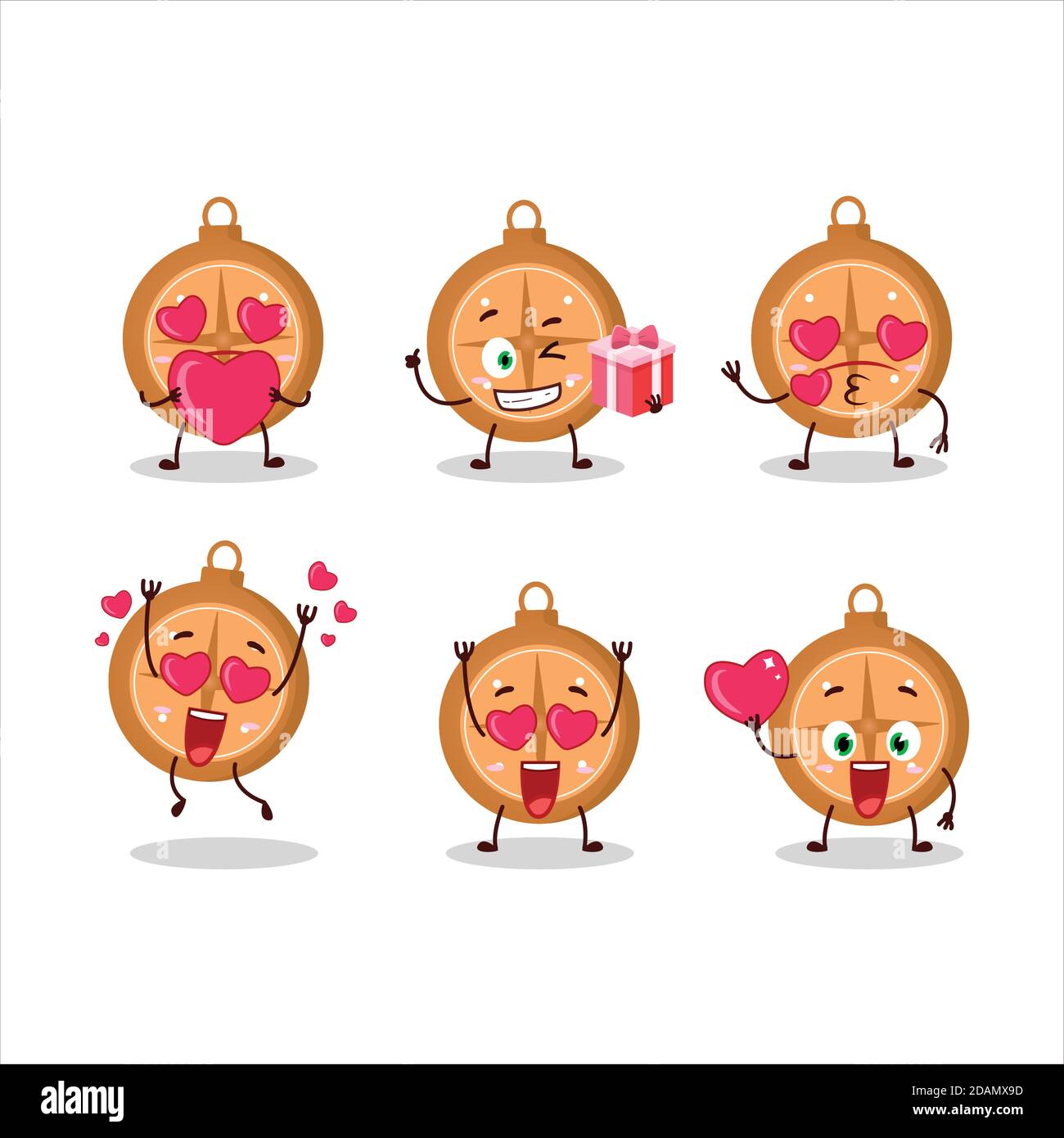 Compass cookies cartoon character with love cute emoticon Stock Vector ...