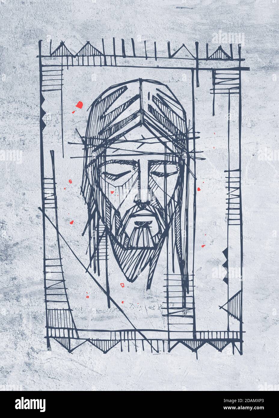Hand drawn illustration or drawing of Jesus Christ face at the ...