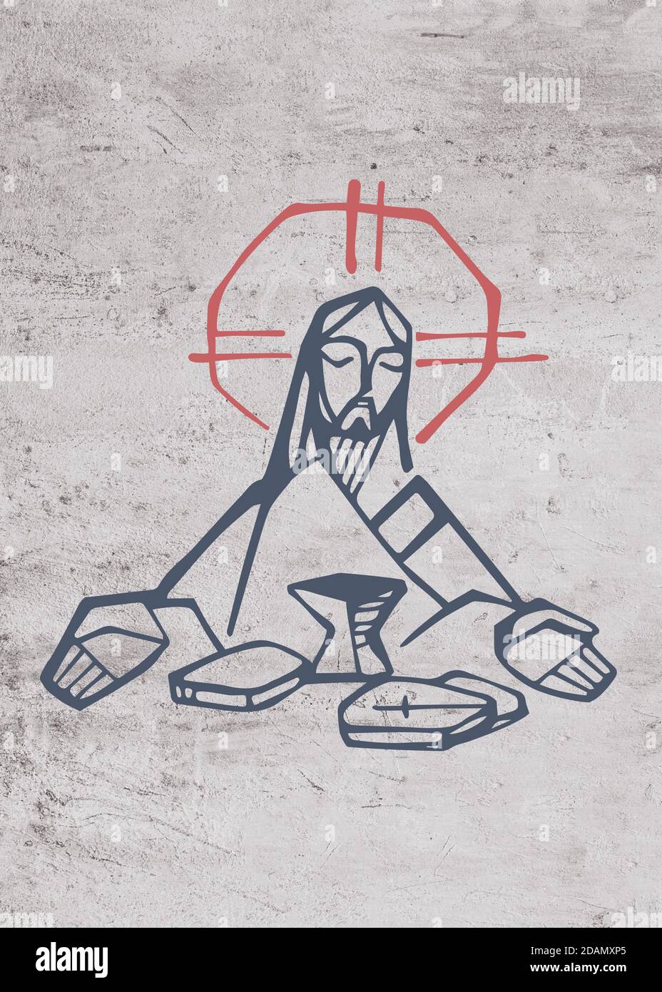 Hand drawn illustration or drawing of Jesus Christ at the last supper ...