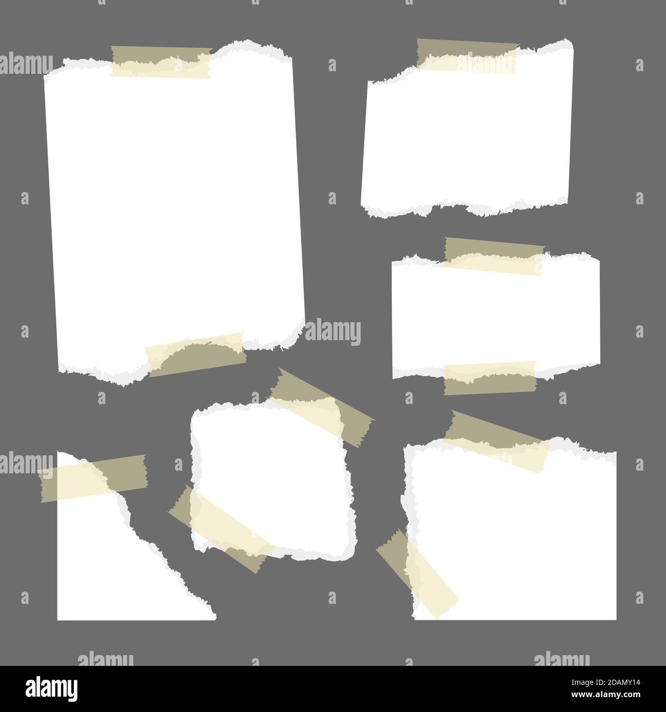Torn paper collection with tape Vector illustration Stock Vector Image ...