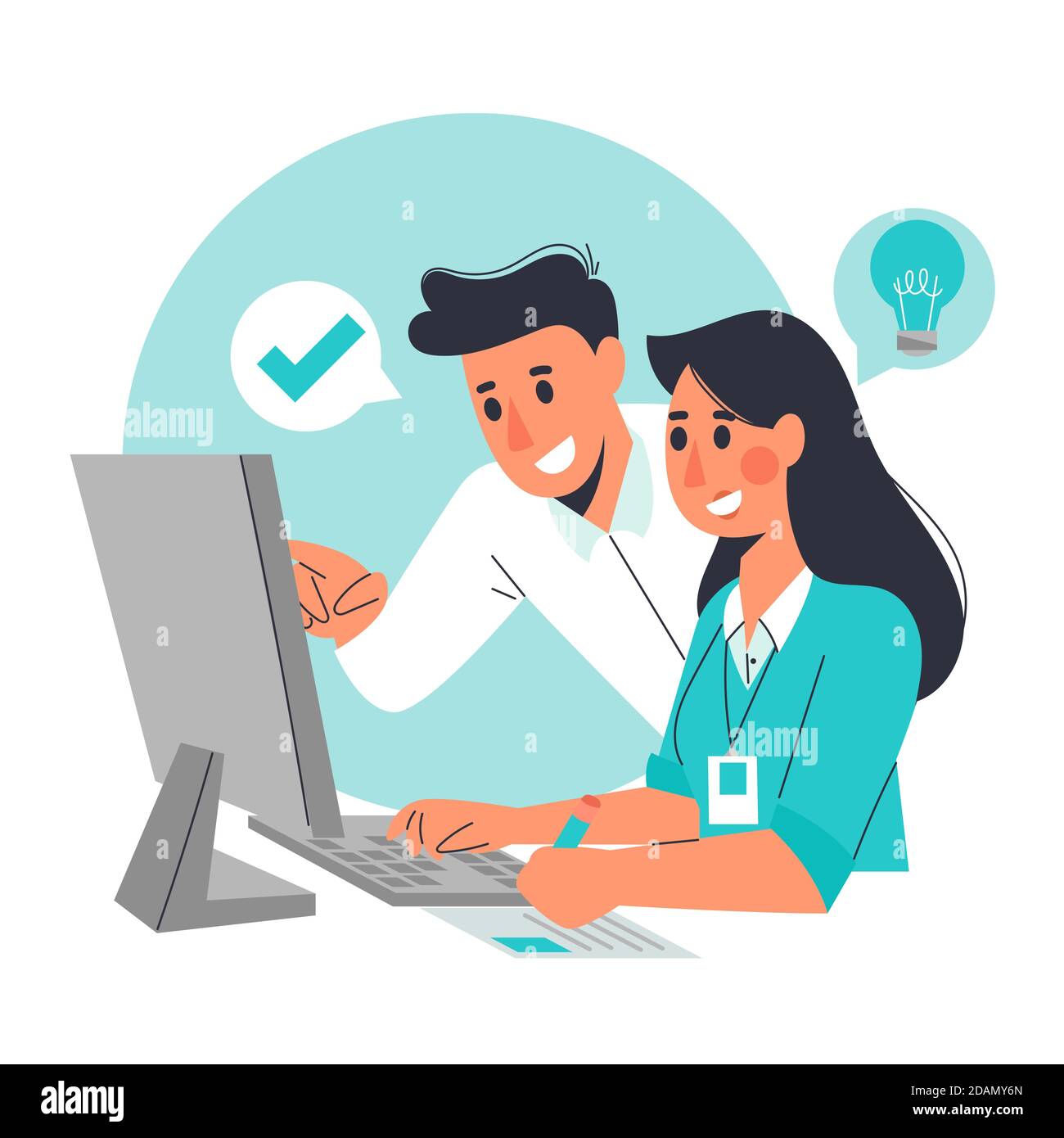 Illustrated woman being an intern at a company Free Vector Stock Vector ...