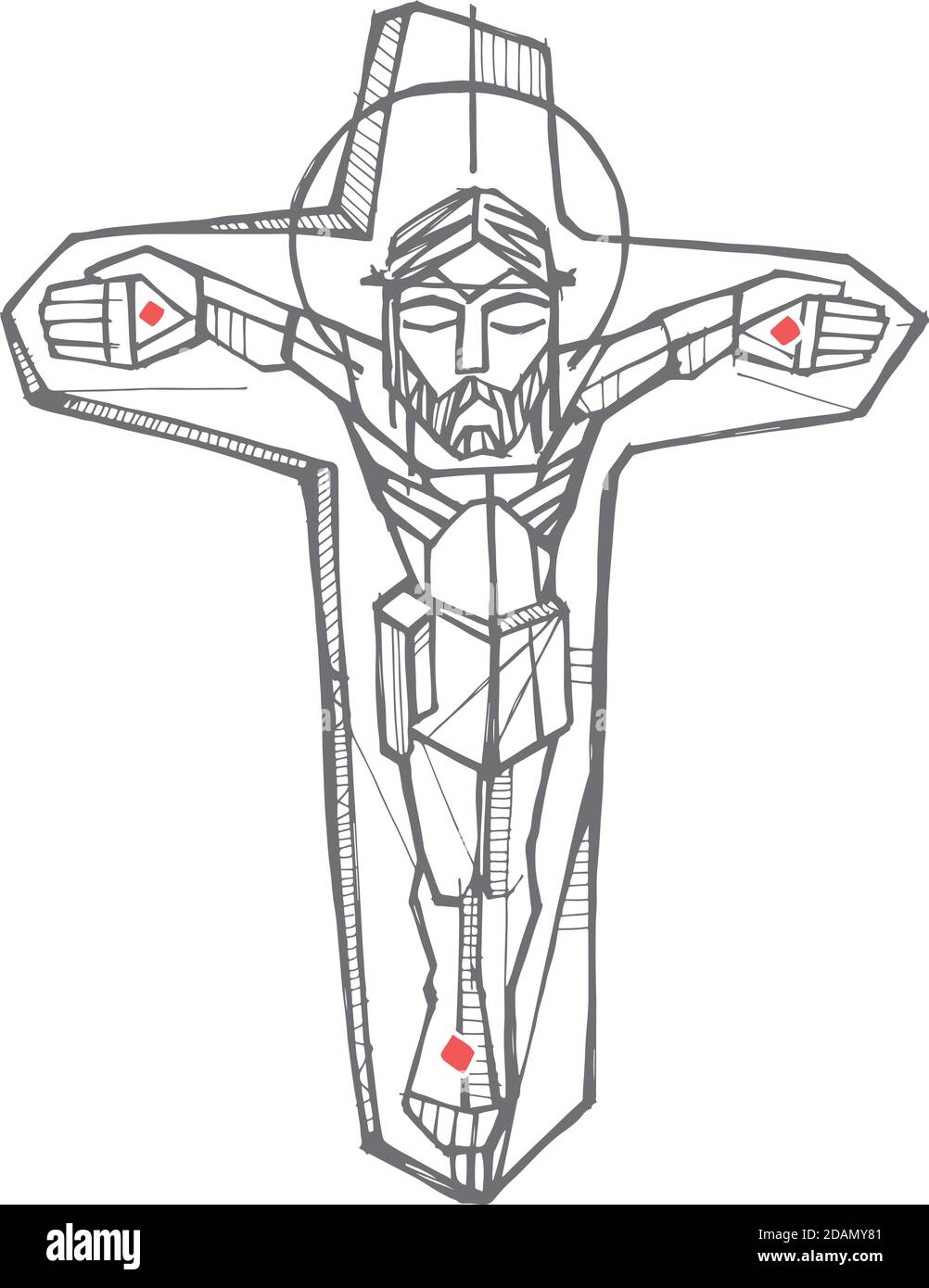 Hand drawn illustration or drawing of Jesus Christ at the Crucifixion ...