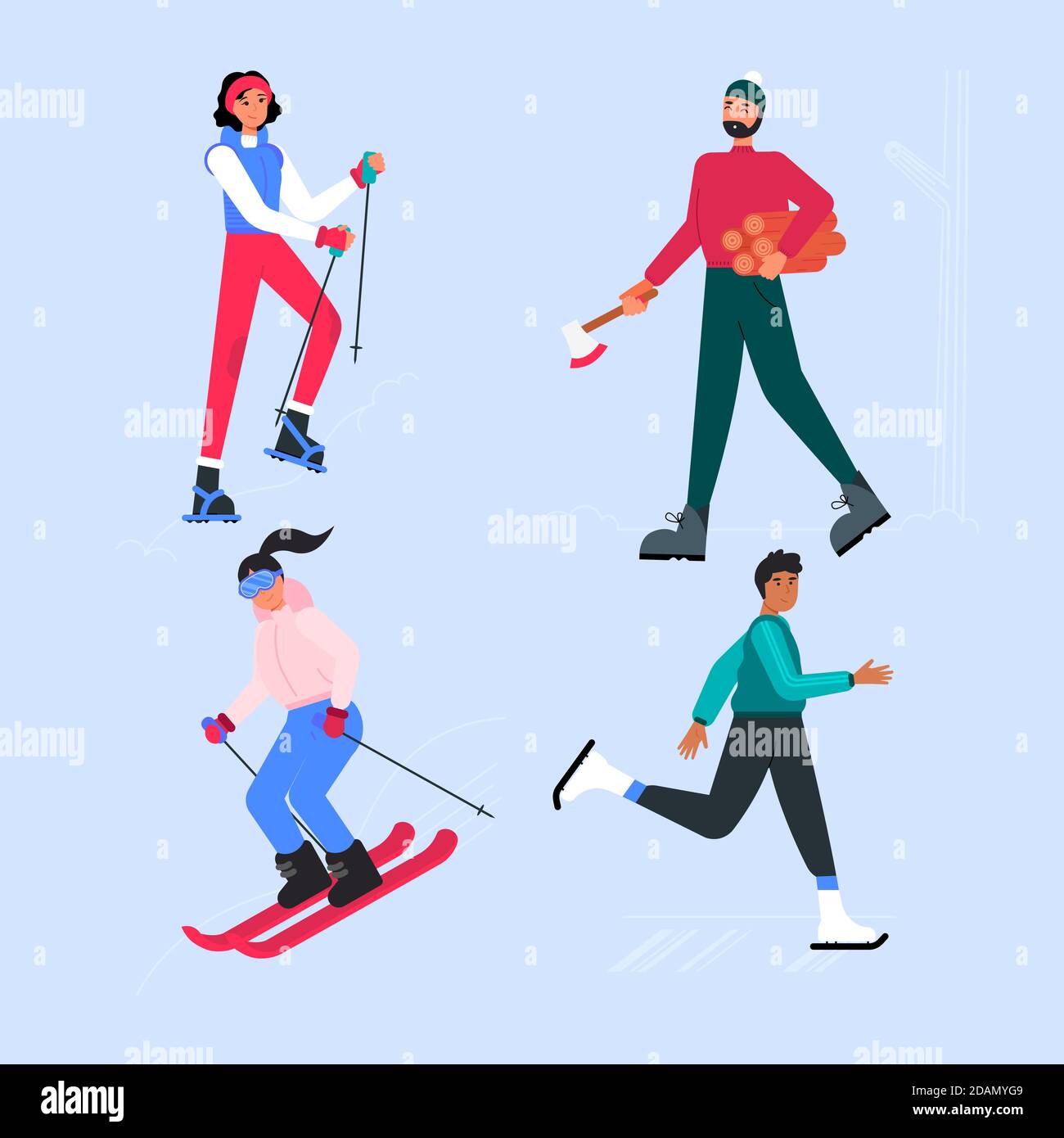 People doing outdoor winter activities Vector illustration Stock Vector ...