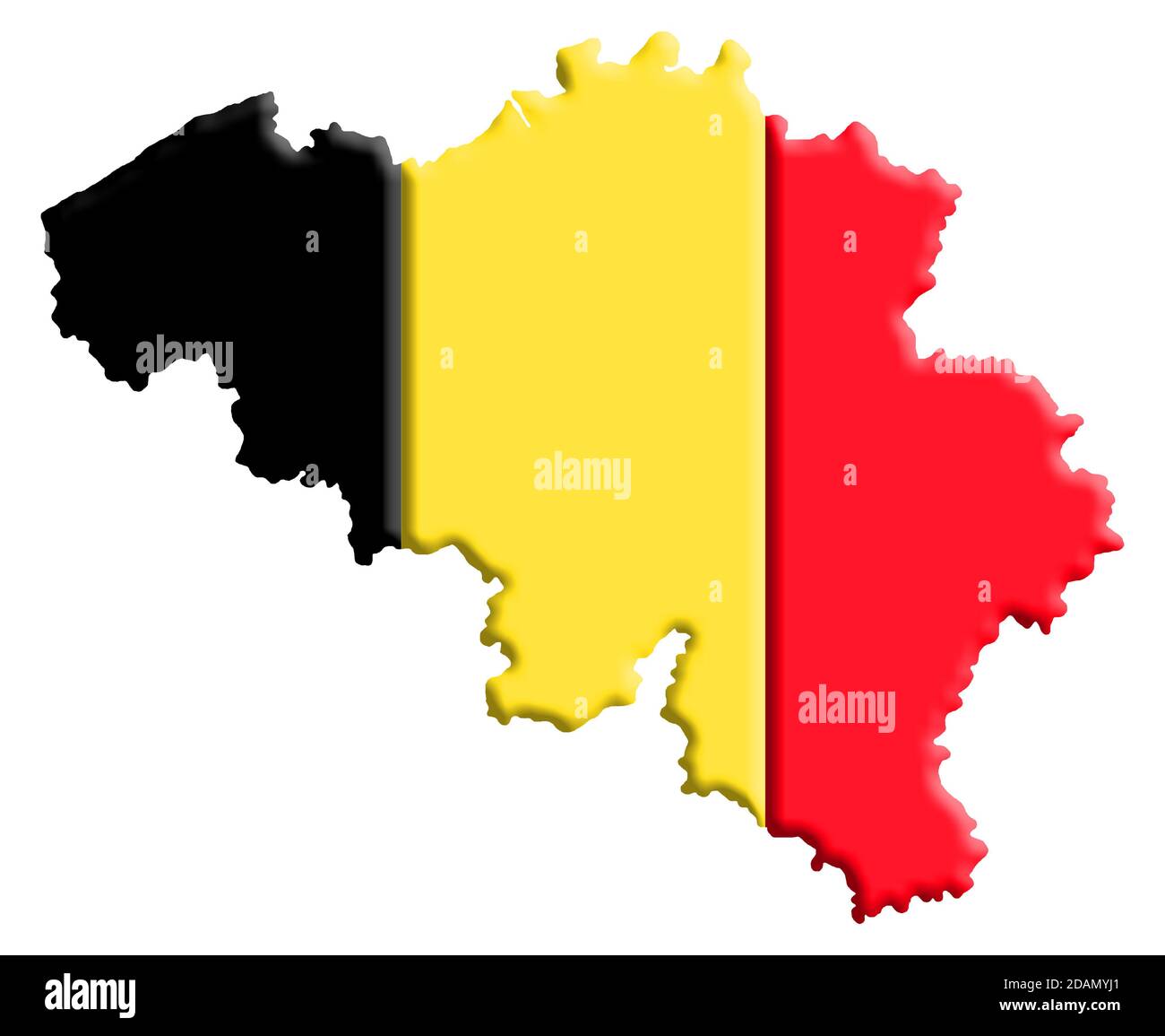 3D map of Belgium with colours of the Belgian national flag Stock Photo ...