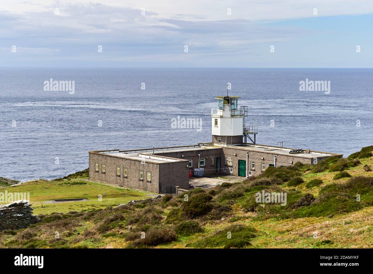 The 1968 automatic lighthouse on the Calf of Man housed in a low level ...